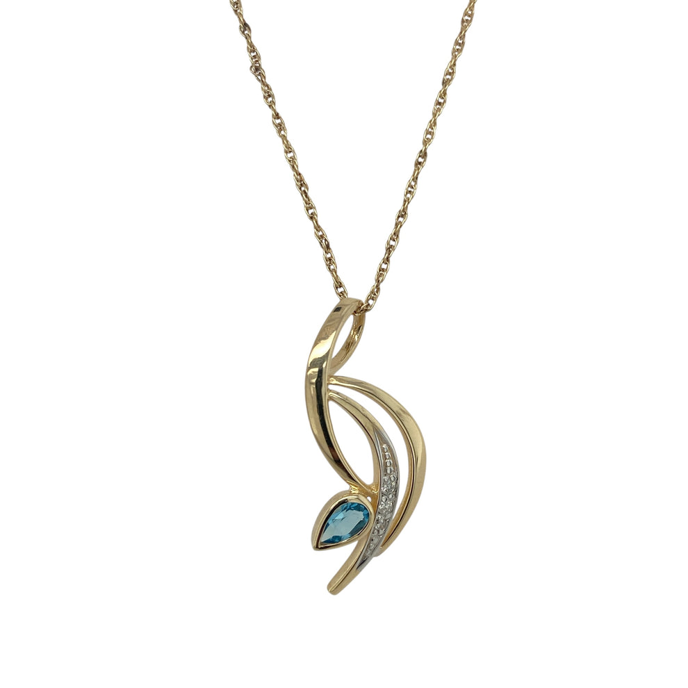 9ct Gold Diamond & Blue Topaz Set 18" Necklace – Gold Reserves Jewellers