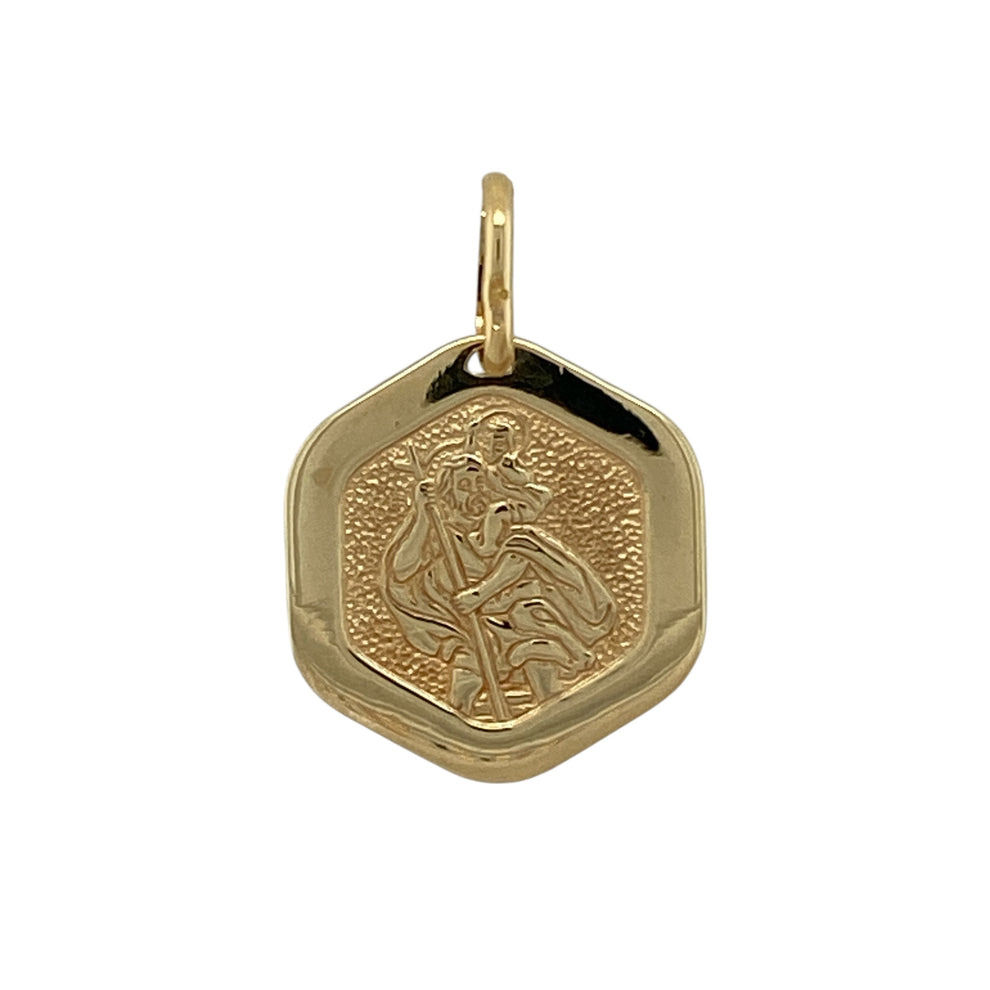 9ct Gold Hexagon St Christopher Pendant – Gold Reserves Jewellers