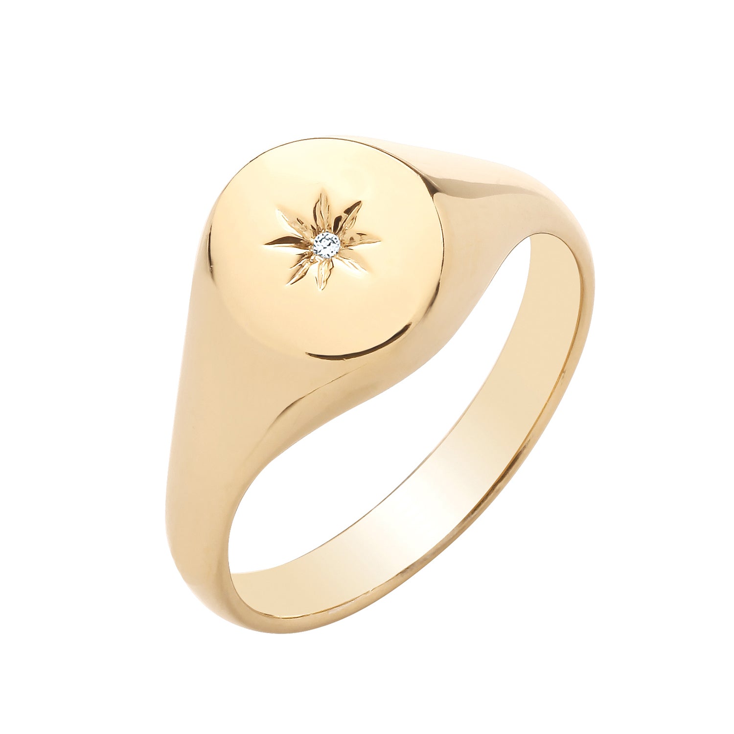 925 Silver Gold Plated & Cubic Zirconia Set Oval Signet Ring – Gold ...