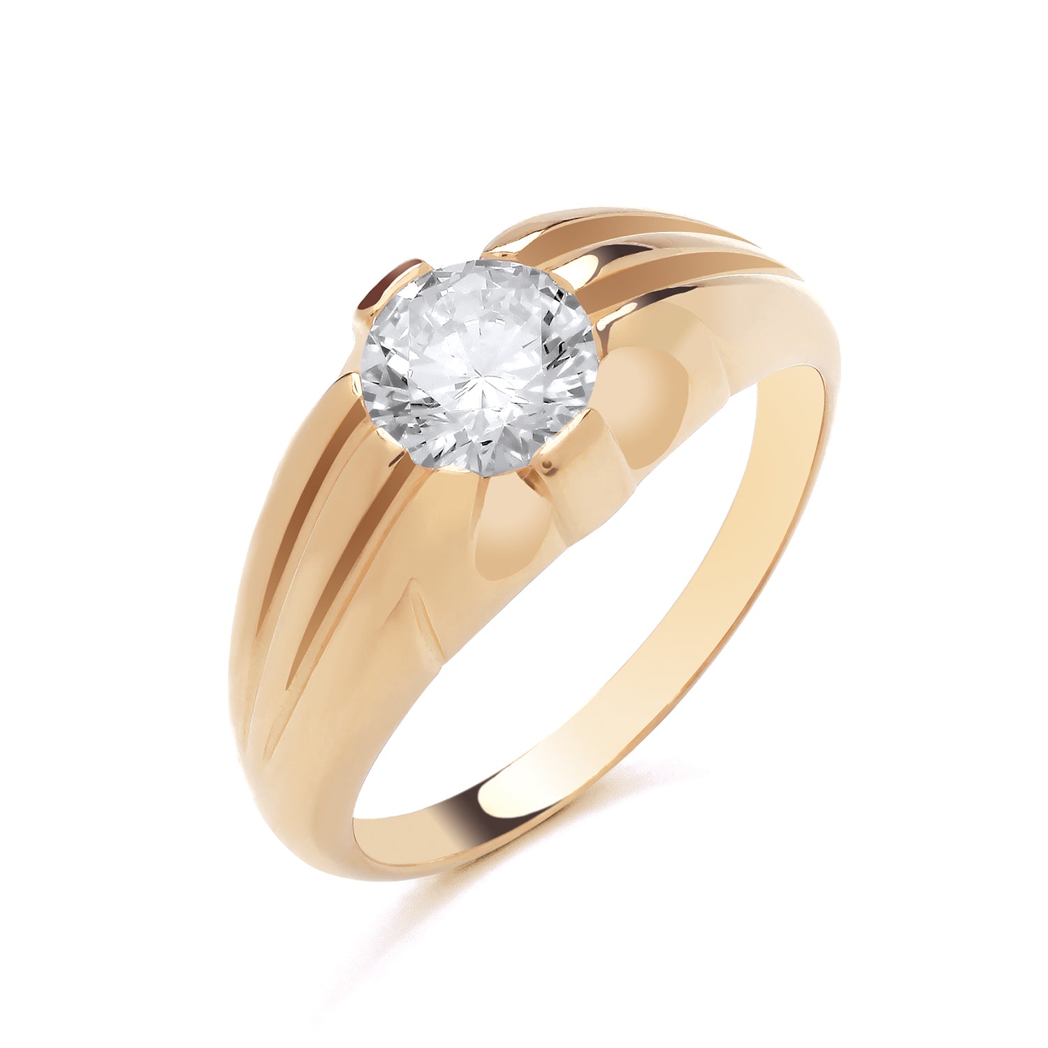 925 Silver Gold Plated & Cubic Zirconia Set Signet Ring – Gold Reserves ...