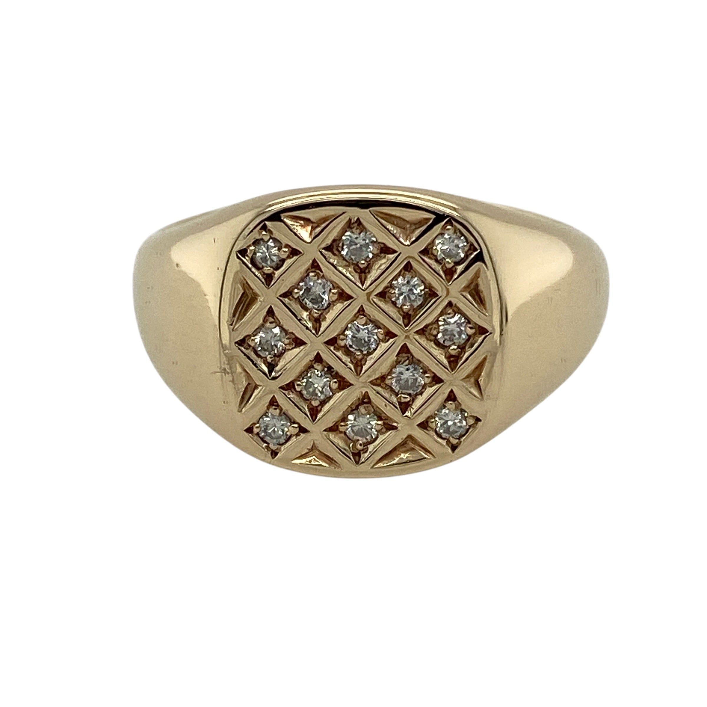 9ct Gold & Diamond Set Cluster Square Signet Ring – Gold Reserves Jewellers