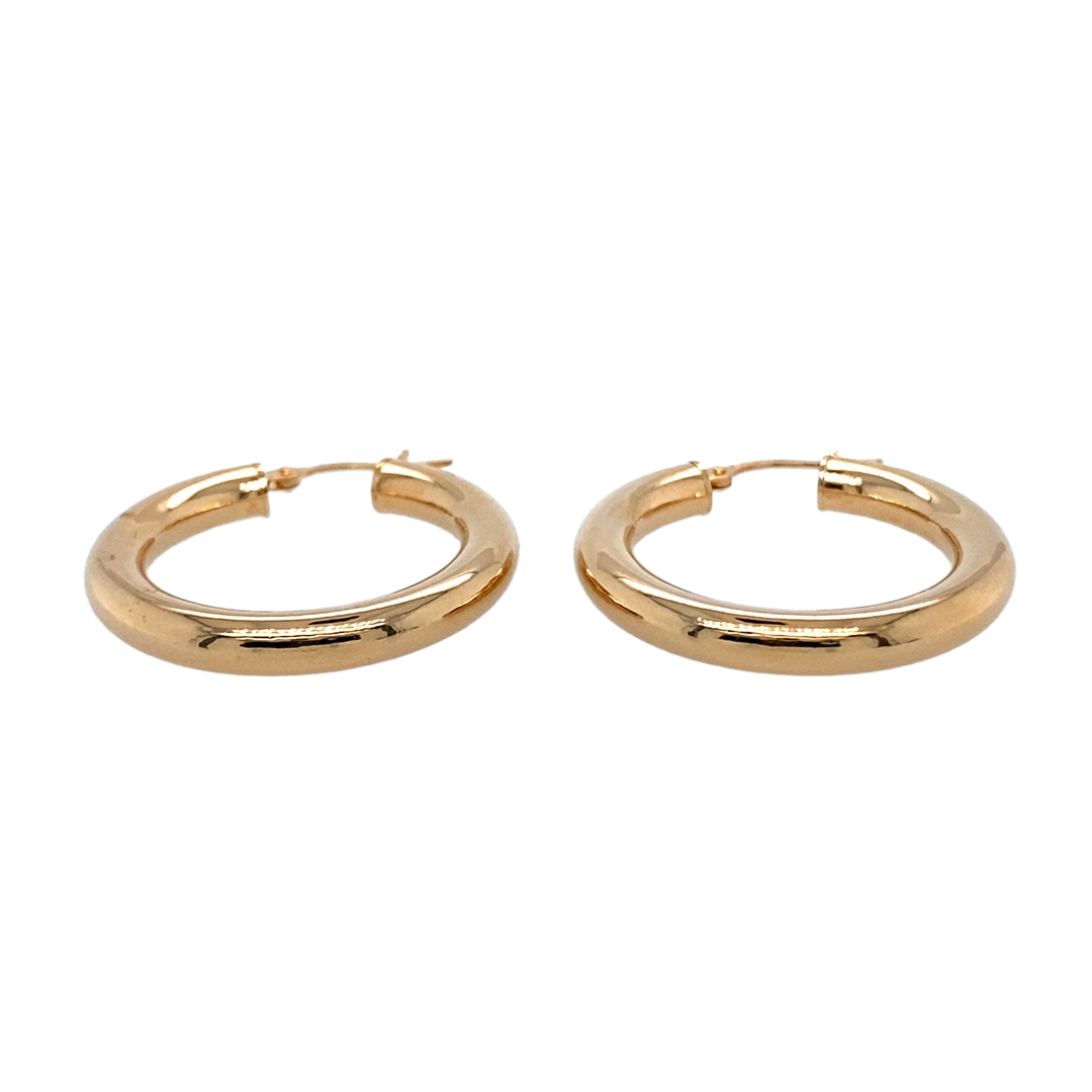New 9ct Gold 28mm Plain Hoop Creole Earrings – Gold Reserves Jewellers